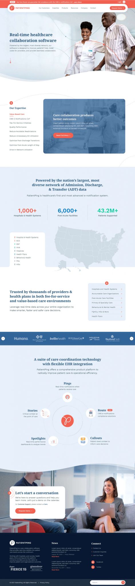 Healthcare Technology Software Web Landing Pages | PatientPing